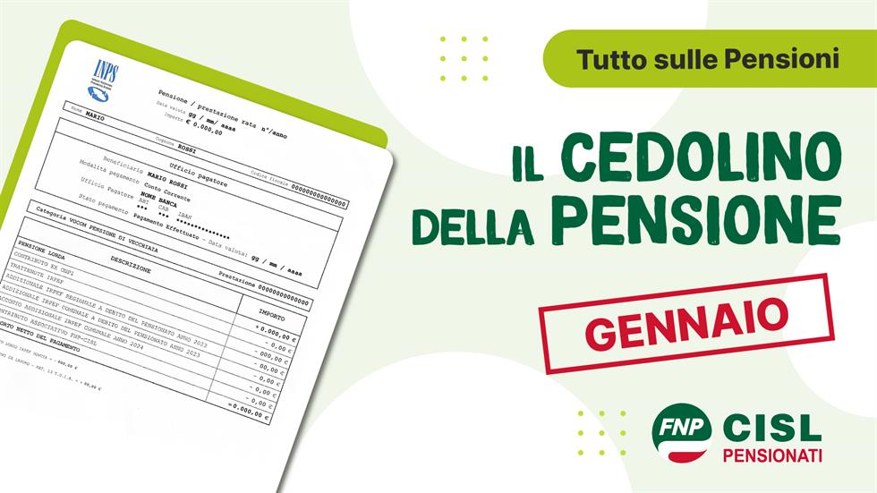 Pensione di gennaio 2025, cedolino e calendario dei pagamenti | FNP ...